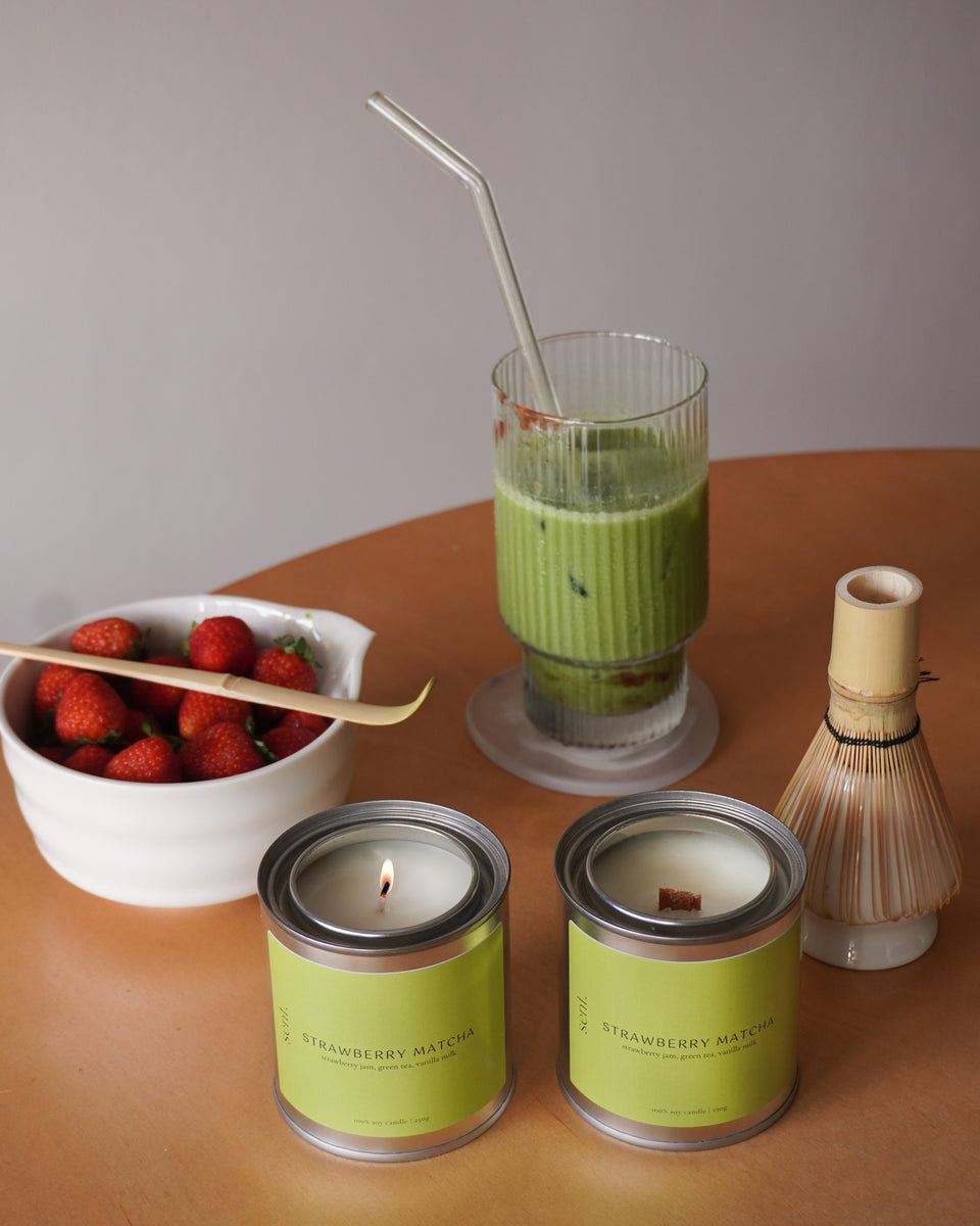Strawberry Matcha Candle | Sent Studio | 100% Soy Wax – sent studio