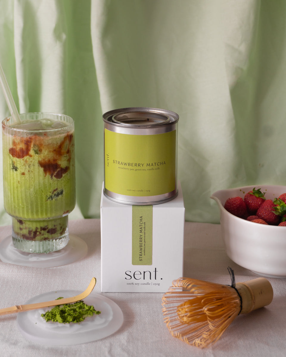 Strawberry Matcha Candle | Sent Studio | 100% Soy Wax – sent studio